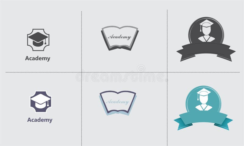 Academy logo set stock illustration. Illustration of design - 34564860