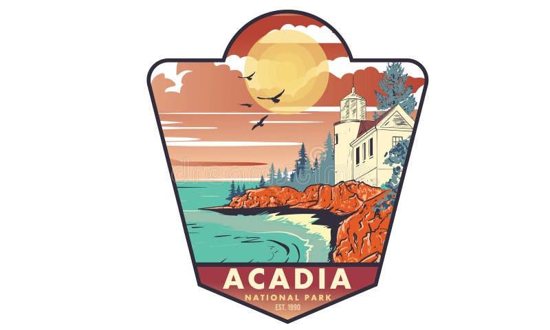 Acadia vintage artwork. stock vector. Illustration of logo - 321275946