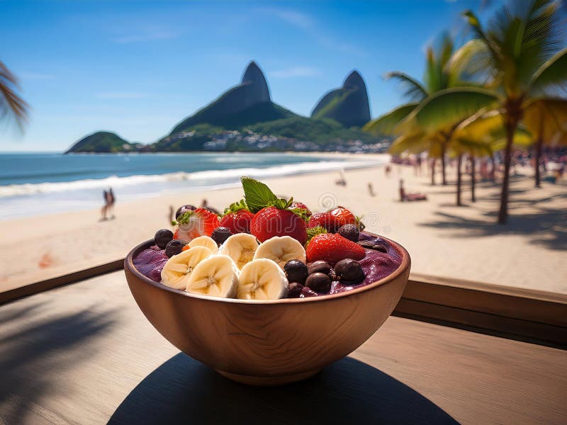 Acai Bowl on a Beach in Rio De Janeiro Stock Illustration ...