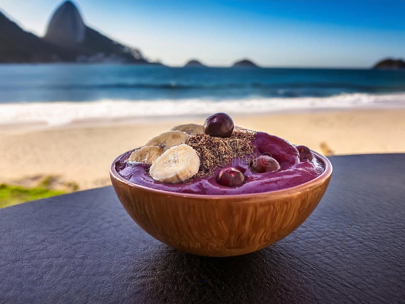 Acai Bowl on a Beach in Rio De Janeiro Stock Illustration ...