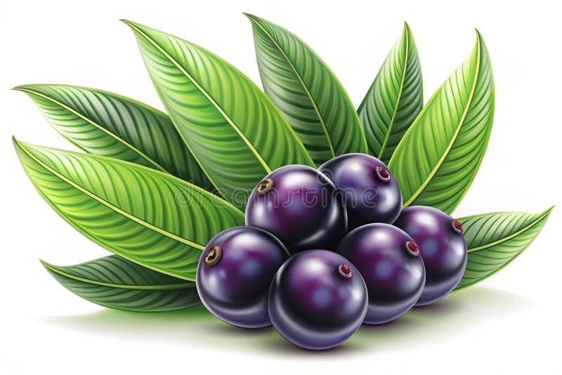 Acai Fruit and Leaf Glossy Texture, Reflecting Their Fresh and Juicy ...