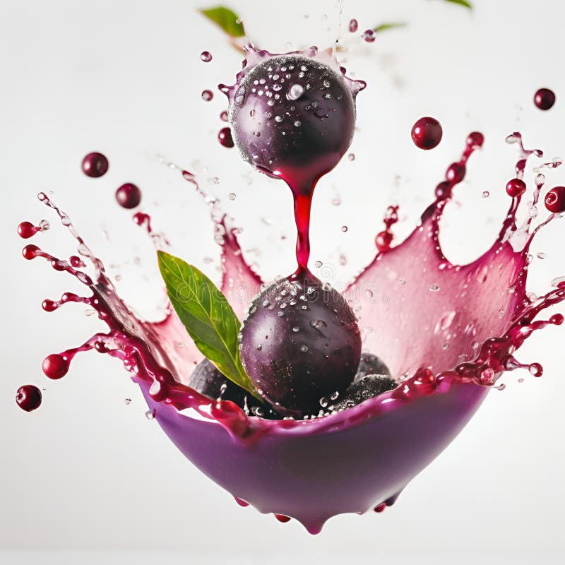 Acai Juice Splash, Acai Isolated in White Background Stock Illustration ...