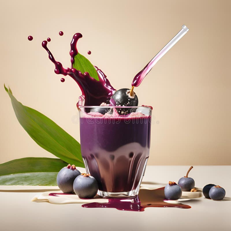 Acai Juice Splash, Acai Isolated in White Background Stock Illustration ...