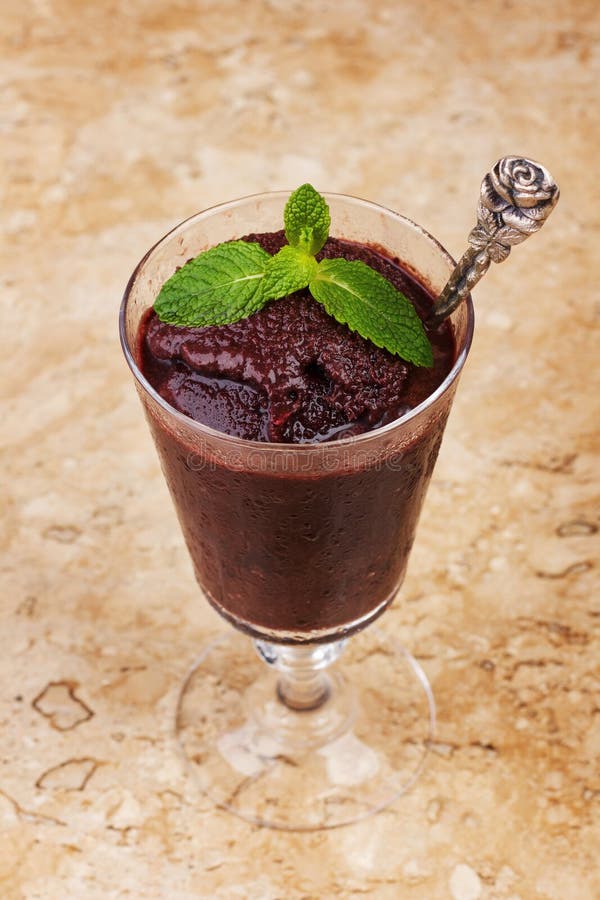 Acai Pulp in Glass with Fresh Mint Stock Image - Image of cream, juice ...