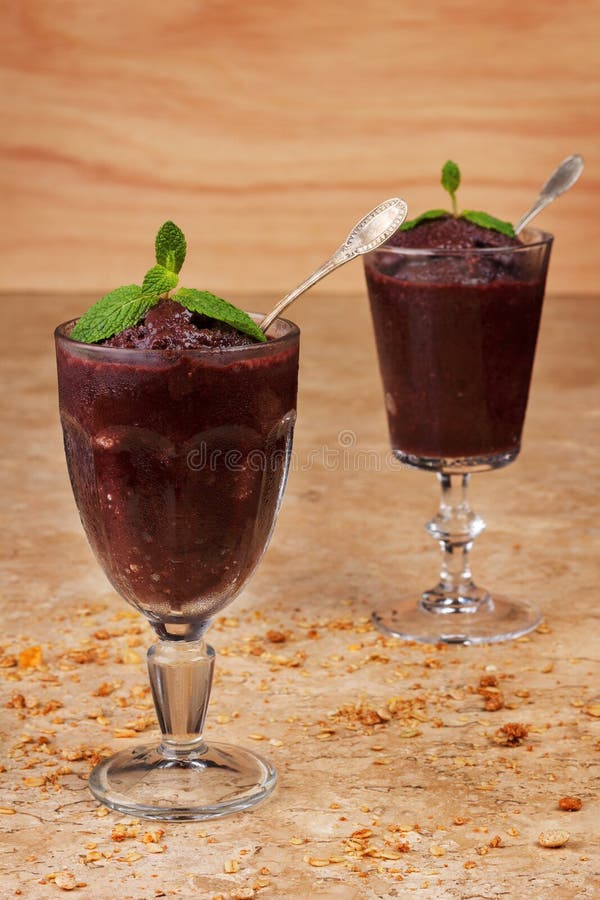 Acai Pulp in Glass with Fresh Mint Stock Image - Image of mint, brazil ...