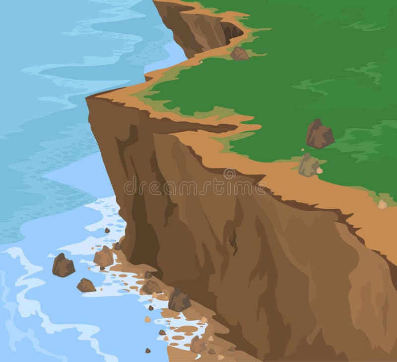 Acantilado Y Paisaje Marino Stock de ilustración - Ilustración de agua ...