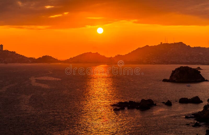 Acapulco Bay Sunset View on Buitiful Day Stock Photo - Image of ...
