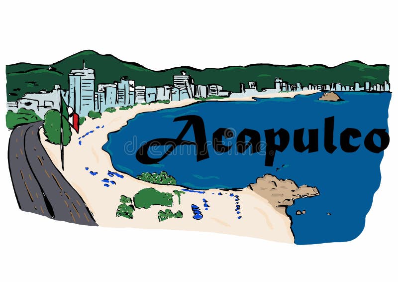 Mexico, Acapulco Flat Landmarks Vector Illustration. Mexico, Acapulco ...