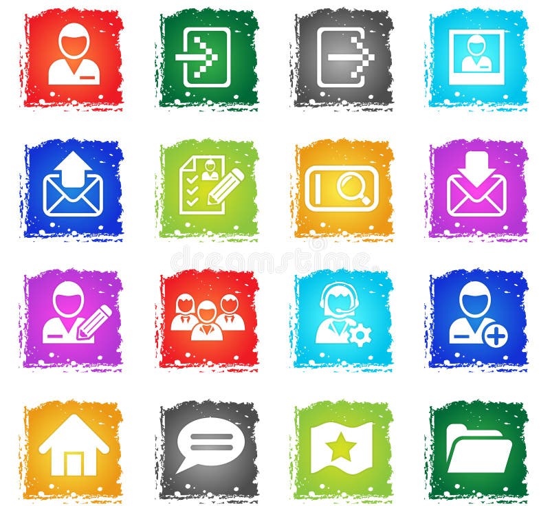 Accaunt Icon Set in Grunge Style Stock Vector - Illustration of vector ...