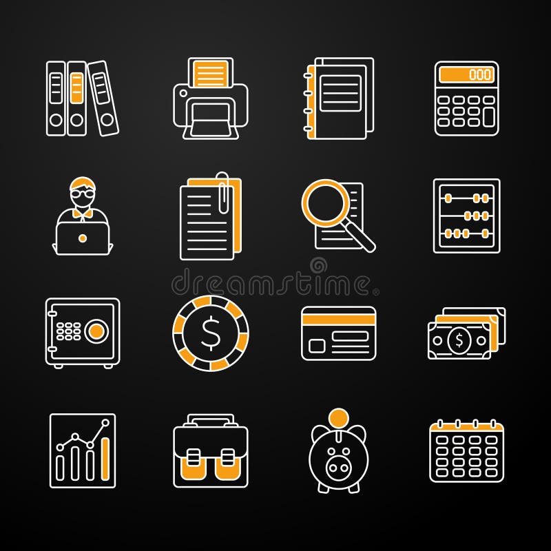 Bookkeeping Icons, Line Symbols, Web Signs, Vector Set, Isolated ...