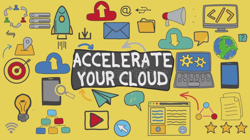 Accelerate Your Cloud, Yellow Illustration Graphic Technology Concept ... Accelerate Your Cloud, Yellow Illustration Graphic Technology Concept ...