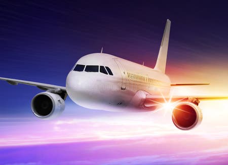 Accelerated Plane at Sunset Stock Image - Image of arrival, airbus ...