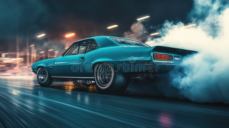 Accelerating Funny Car Created with Generative AI. Fast Car Driving a ...