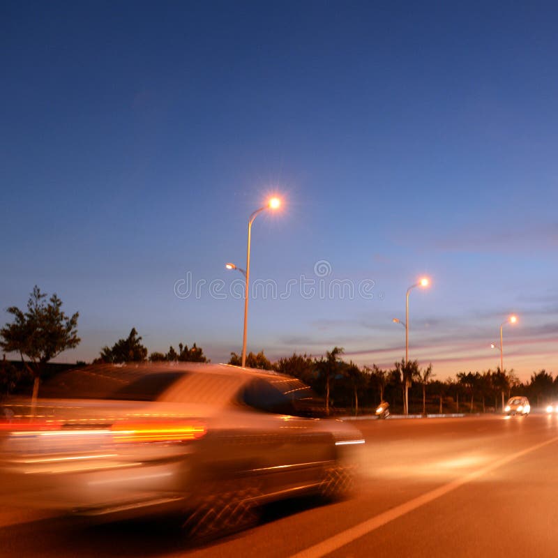 Acceleration Speed Motion on Night Road Stock Image - Image of motion ...