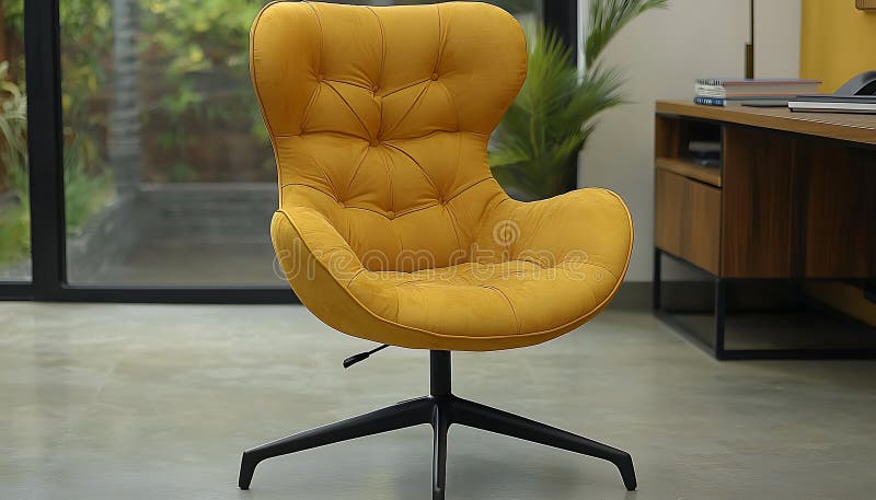 Accent Chair in Office, Yellow, Swivel, Modern Design Stock Photo ...