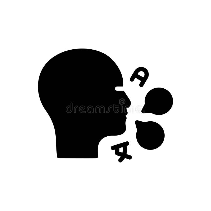 Black Solid Icon for Accent, Pronunciation and Talk Stock Vector ...
