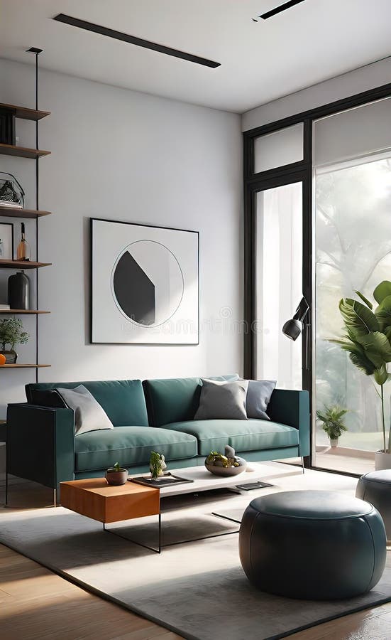 Accent Minimalist Interior Design of a Modern Living Room in ...