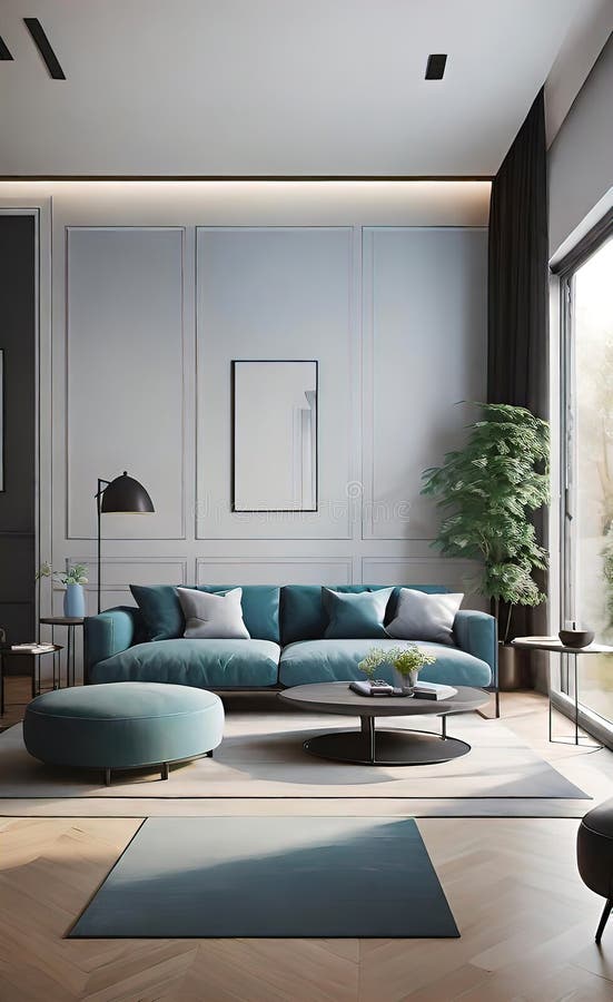 Accent Minimalist Interior Design of a Modern Living Room in ...