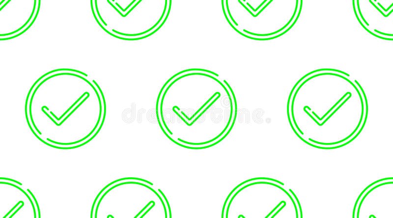 Accept Aproved Icon Vector Seamless Pattern. Outline Circle Button ...