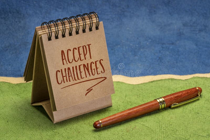 Accept Challenges Motivational Note Stock Image - Image of desktop ...