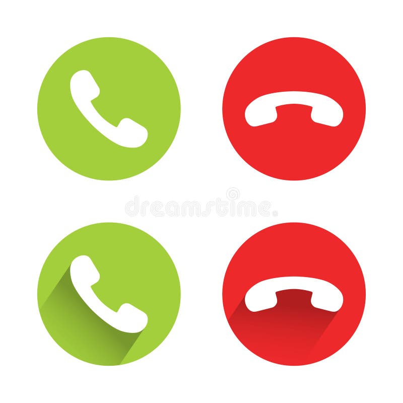 Accept and Decline Call Phone Icon. Answer and Reject Button Sign ...