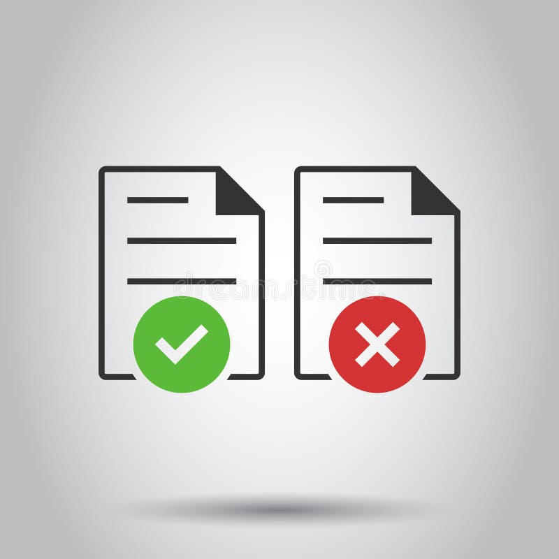 Accept Document Icon in Flat Style. Reject Vector Illustration on White ... Accept Document Icon in Flat Style. Reject Vector Illustration on White ...