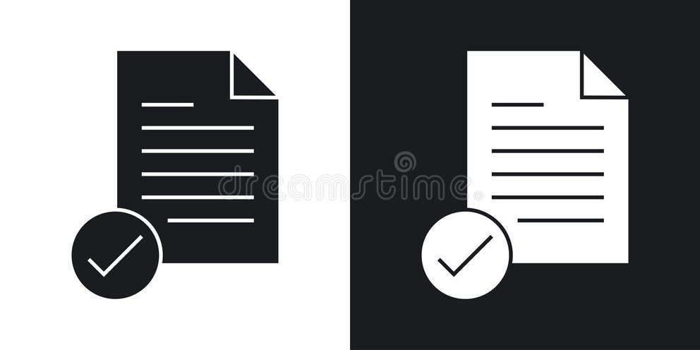 Accept Document Icon Set. Summary Done Sign. Qualification Paper with ...