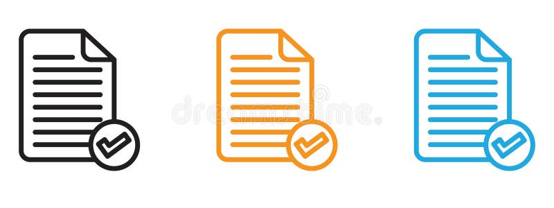 Accept Document Icon Thin Line Illustration Set Stock Vector ...
