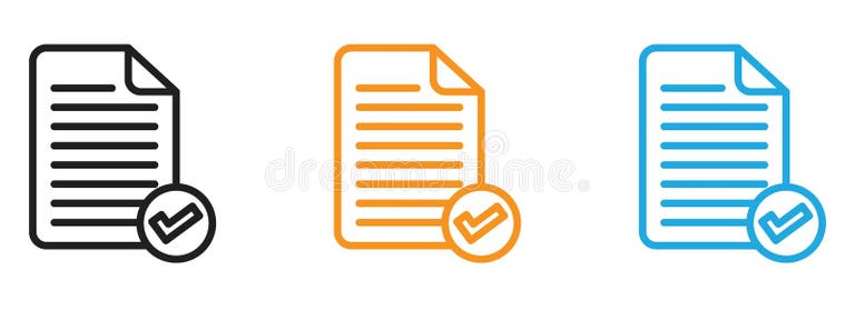 Accept Document Icon Thin Line Illustration Set Stock Vector - Illustration of symbol, clipboard ...