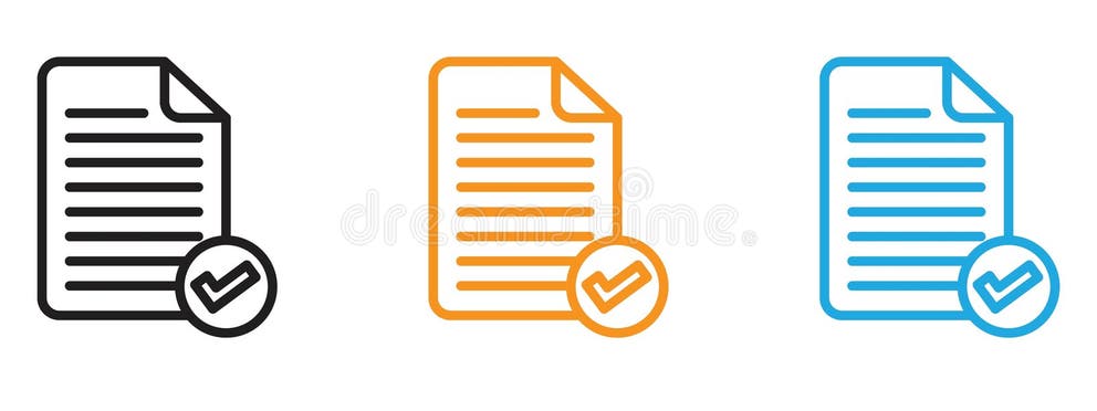 Accept Document Icon Thin Line Illustration Set Stock Vector ...