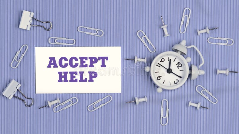 Accept Help - Concept of Text on Business Card Stock Image - Image of ...