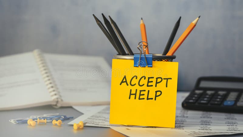 Accept Help - Concept of Text on Sticky Note Stock Photo - Image of ...