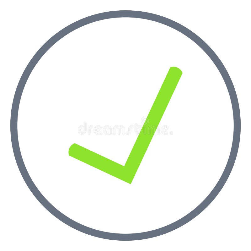 Grey Circle with Green Tick Symbol Stock Illustration - Illustration of ...
