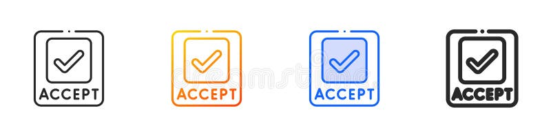 Accept Icon.Thin Linear, Gradient, Blue Stroke and Bold Style Design ...