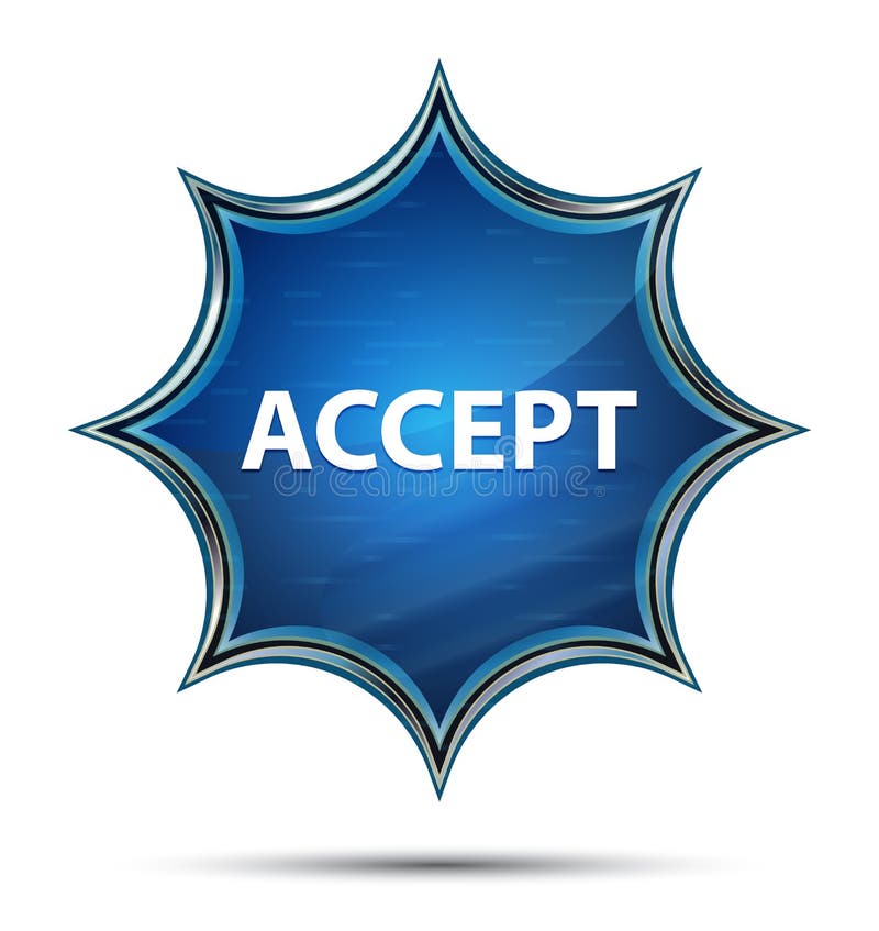 Accept Magical Glassy Sunburst Blue Button Stock Illustration ...