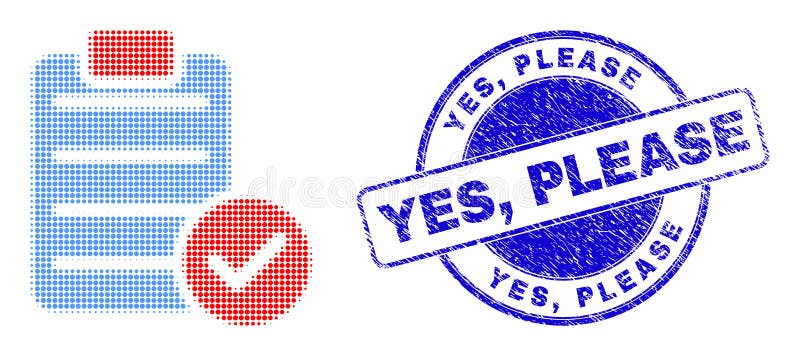 Accept Pad Text in Halftone Dot Style with Blue Distress Yes, Please ...