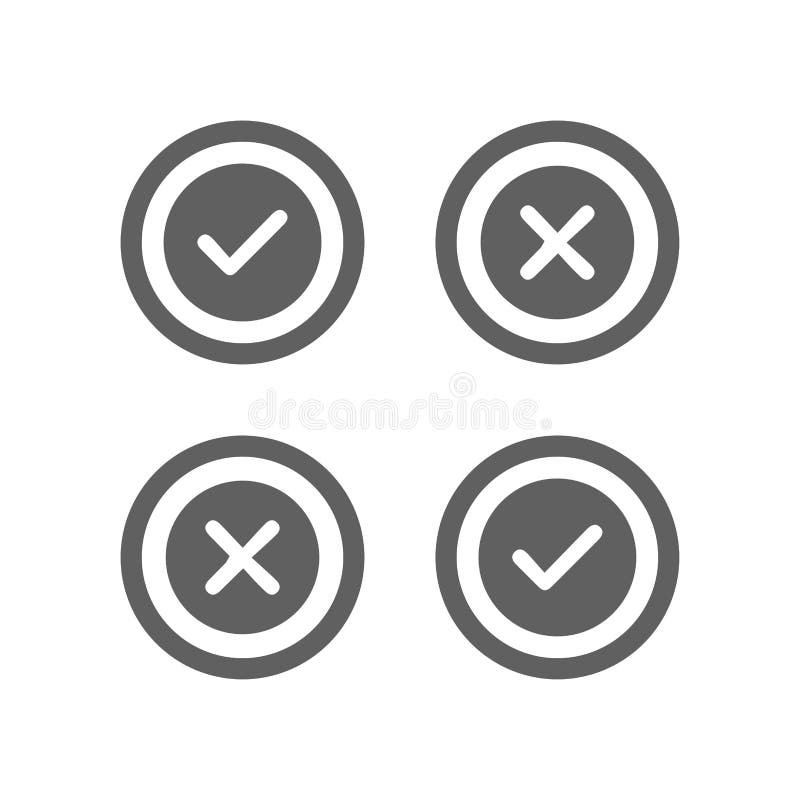 Accept or Reject Sign Gray Icon Stock Vector - Illustration of blue ...