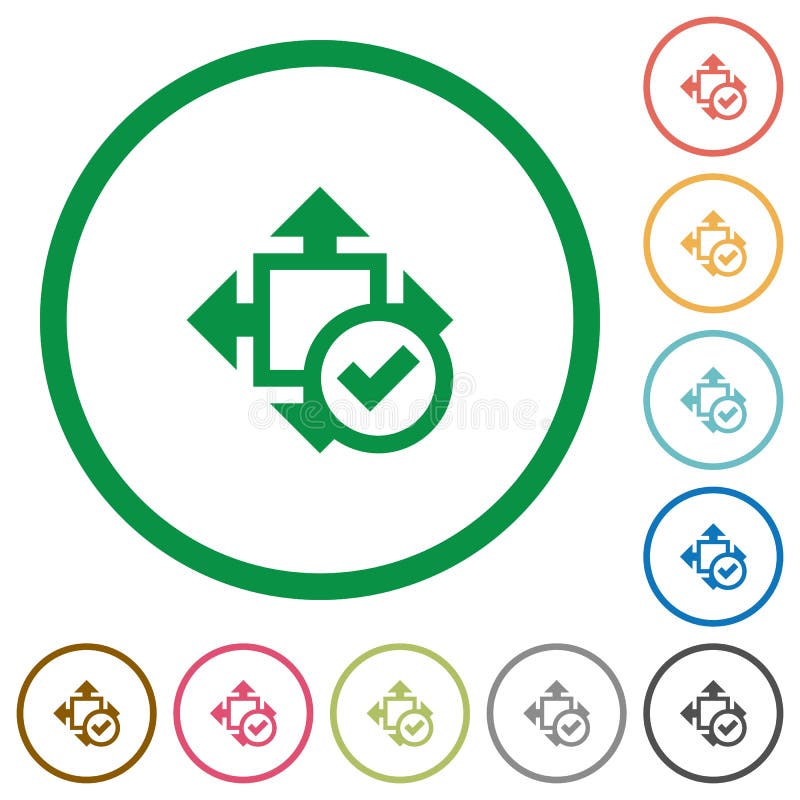 Accept Size Flat Icons with Outlines Stock Vector - Illustration of ...