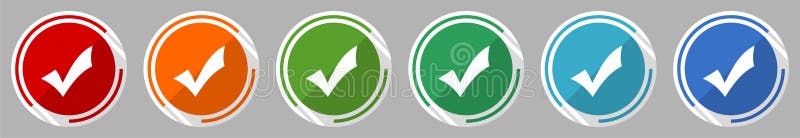 Accept, Tick Icon Set, Vector Illustration in 6 Colors Options for ...
