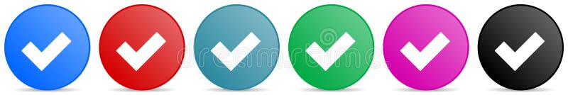 Accept Vector Icons Set of Circle Gradient Buttons in 6 Colors Options ...
