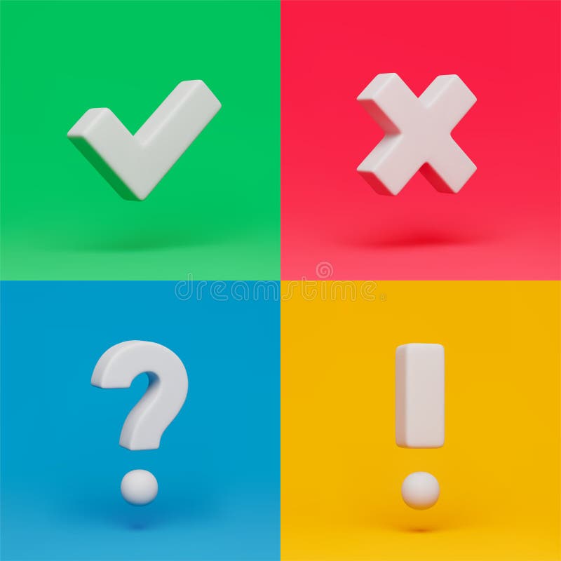 Acceptance, Rejection, Question and Attention Rotating Check Marks Set ...