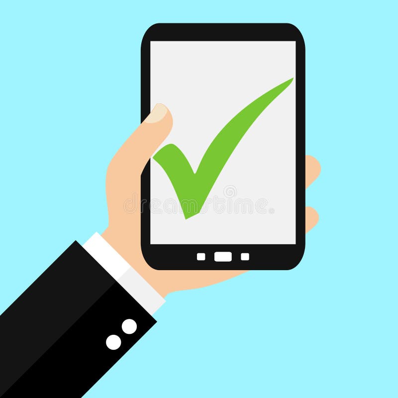 Accepted, Check or Confirm - Hand Holding Mobile Phone Stock ...