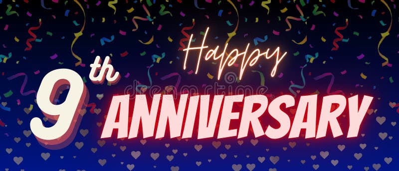 Happy Ninth Anniversary Banner Background. 9 Year Birthday or ...