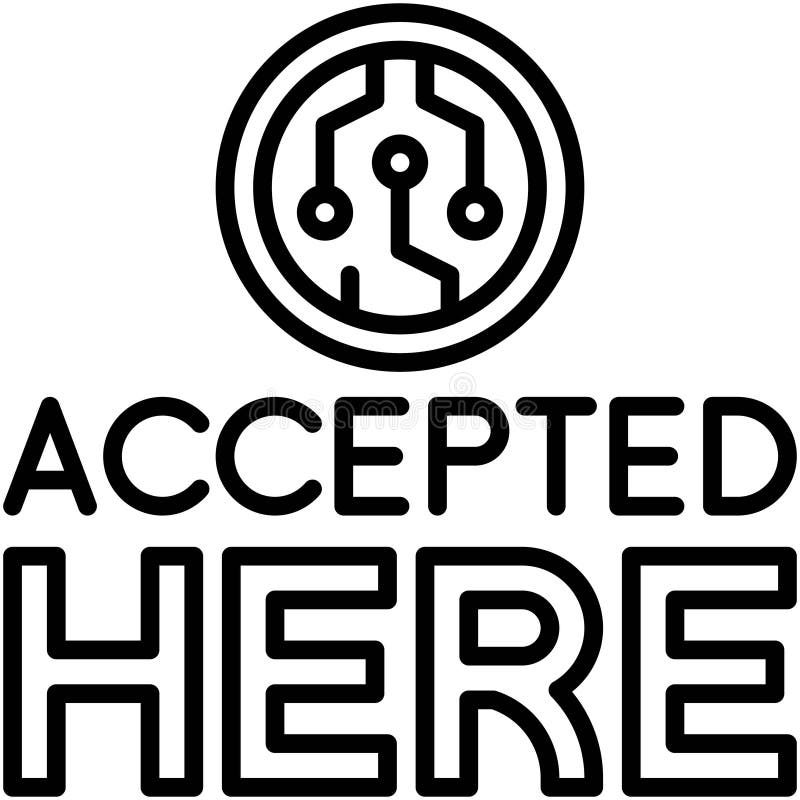 Accepted Here Icon, Crypto Related Vector Illustration Stock Vector ...