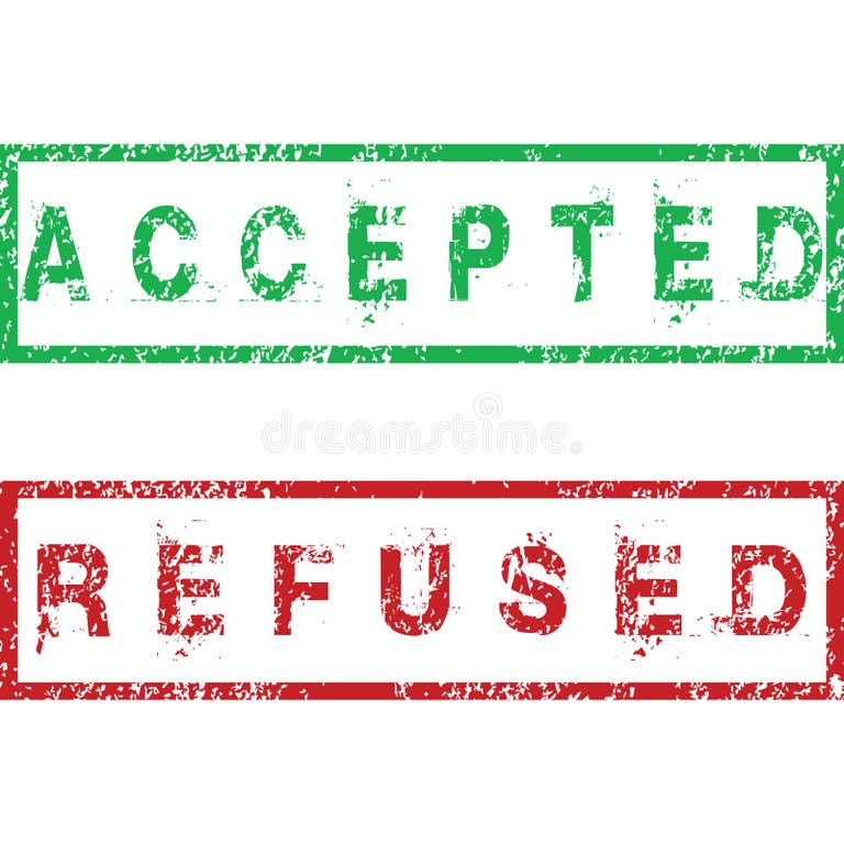 Accepted and Refused Stamps Stock Illustration - Illustration of cancel ...
