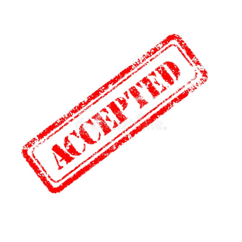 Accepted Stamp. Wooden Stamper And Stamp With Text Accepted On White ...