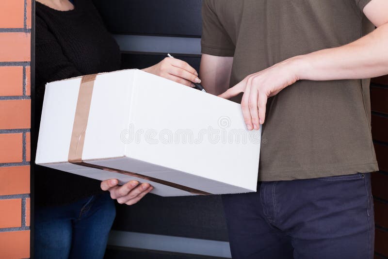 Accepting a Post Office Package Stock Image - Image of front, home ...