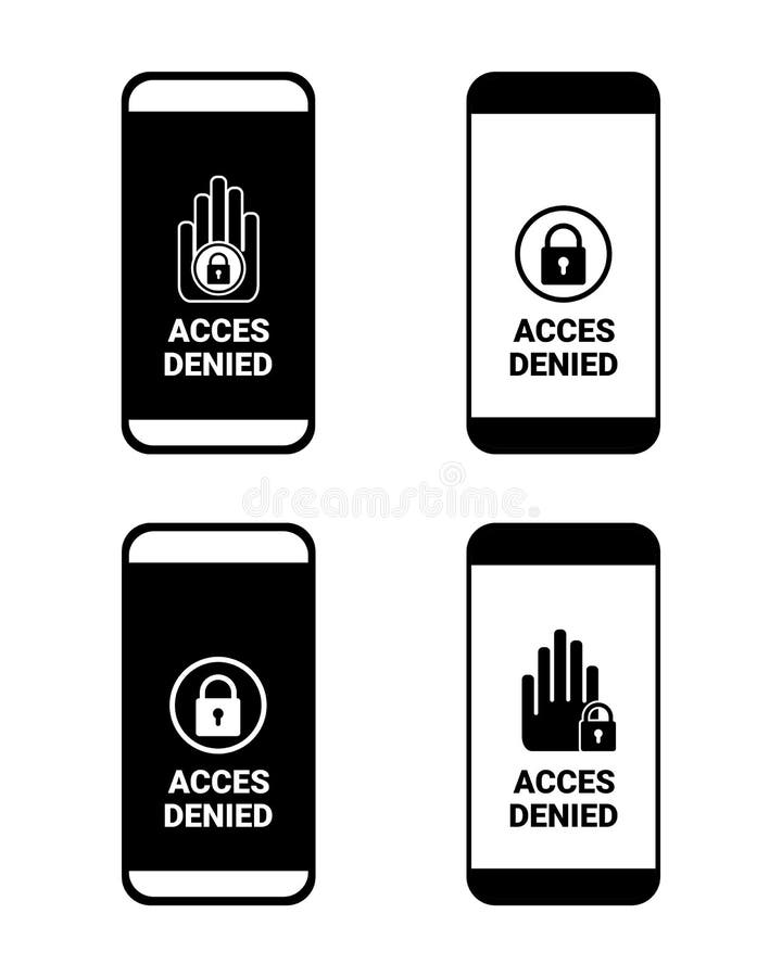 Acces Denied Sign on Mobile Screen. Not Allowed Sign. Restricted and ...