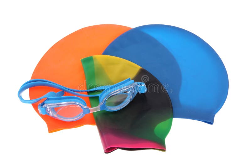 Accesorios de la natación imagen de archivo. Imagen de sombrero - 15537729