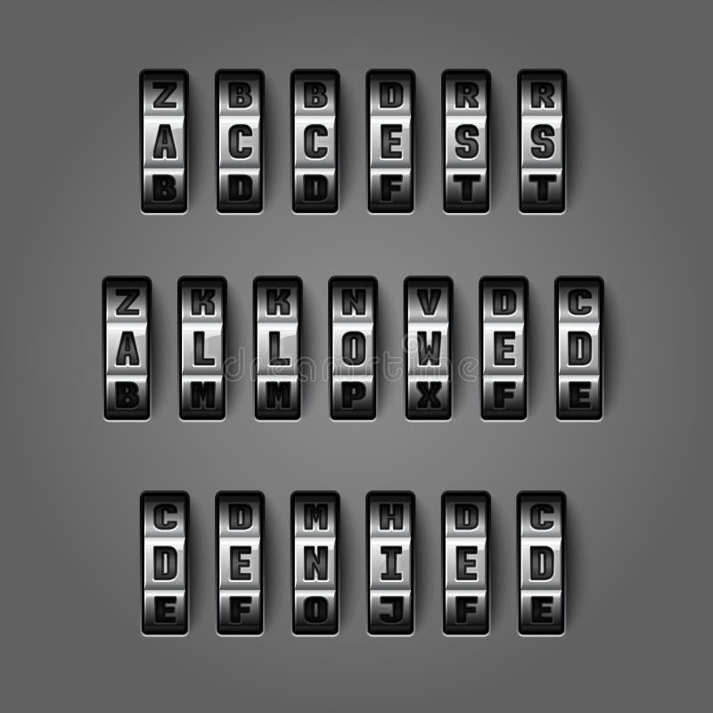 Mechanical Alphabet Combination Codes Stock Illustrations – 7 ...